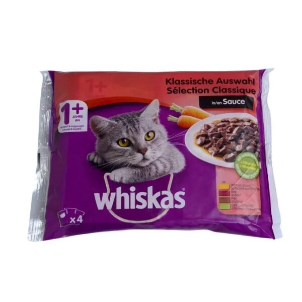 Pochons sélection classique en sauce pour chat adulte 4x100g – WHISKAS ... Pochons sélection classique en sauce pour chat adulte 4x100g – WHISKAS ...